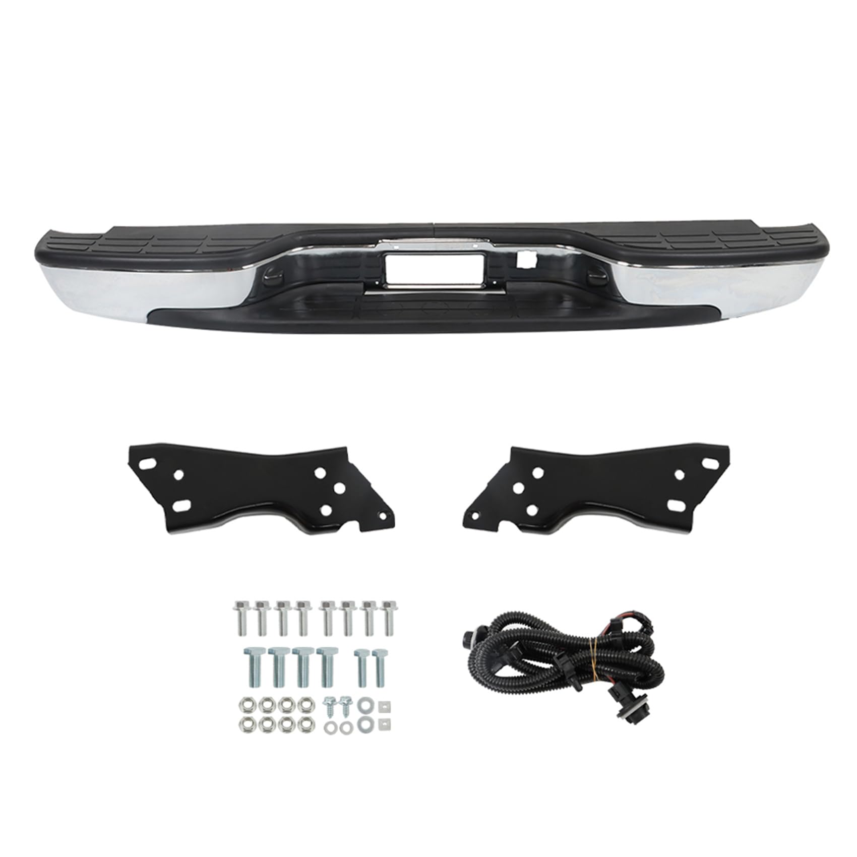 labwork Rear Step Bumper Light Face Bar Steel Replacement for GMC Sierra Chevrolet Silverado 1999-2006