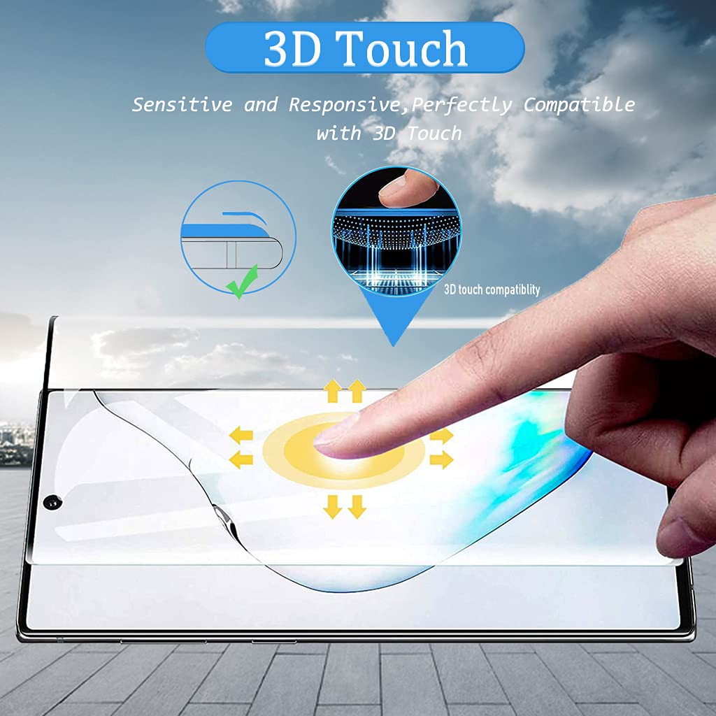 OttarScreen Galaxy Note 10 Plus Screen Protector, 3 Pack Tempered Glass Screen Protector【3+1 Pack 】1 Pack Camera Lens Protector, Easy Installation, 3D Glass 9H Hardness Tempered Glass Screen Protector