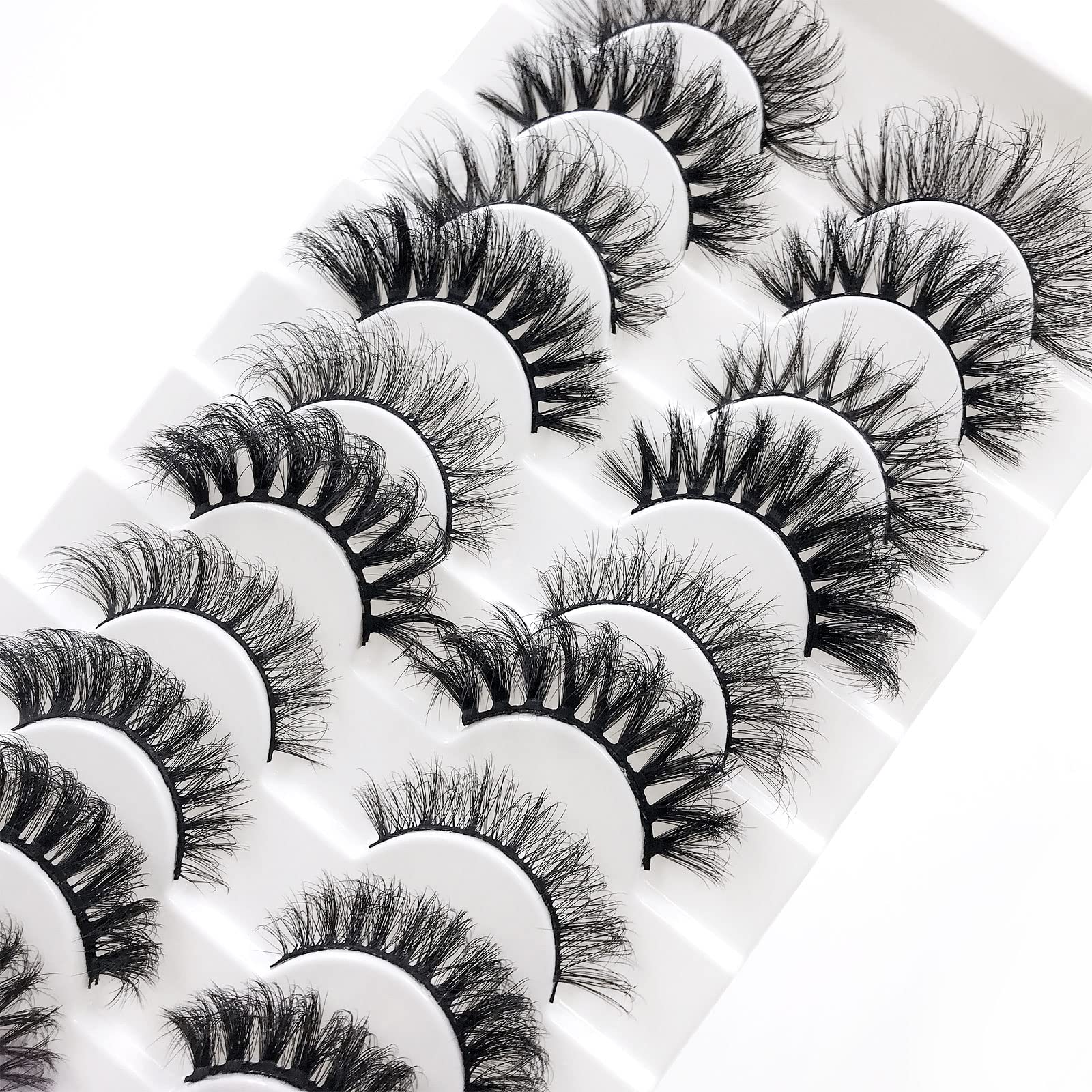 YUANBAO 10 Pairs Eyelashes Natural Look 3D Fake Eyelashes 10 Styles False Eyelashes 100% Handmade Long Cat Eye Lashes Dramatic Lashes Pack Reusable Natural Lashes Soft Fluffy Eye Lashes Fake Eye Lash Multipack (Mix)