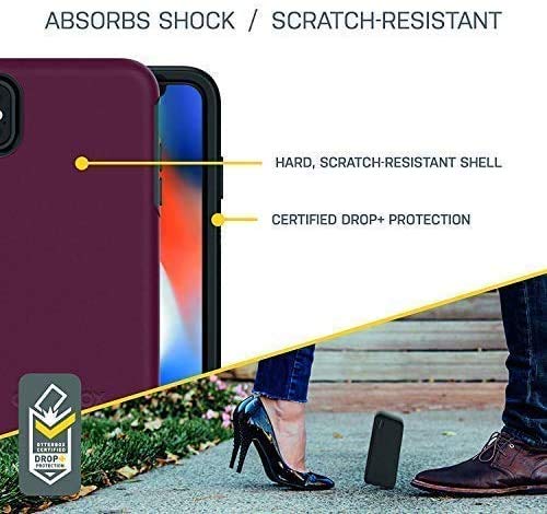 OtterBox Symmetry Series Slim Case for iPhone X & iPhone Xs with Screen Protector and Cleaning Cloth - Eco-Friendly Packaging - Fine Port (Cordovan/Slate Grey)