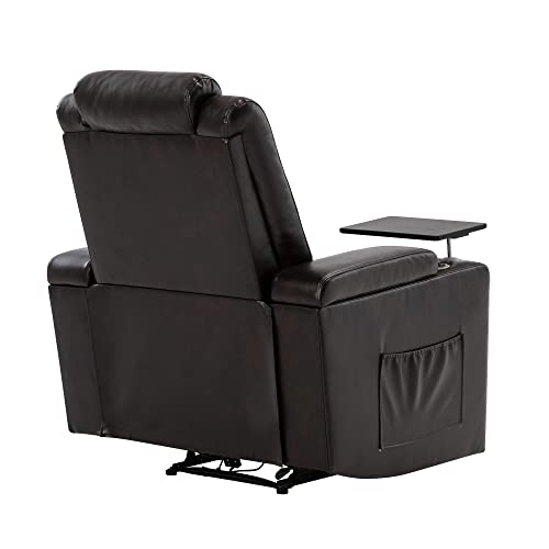 Motion Recliner with USB Charging Port and Hidden Arm Storage, Home Theater Seating with 2 Convenient Cup Holders Design and 360° Swivel Tray Table