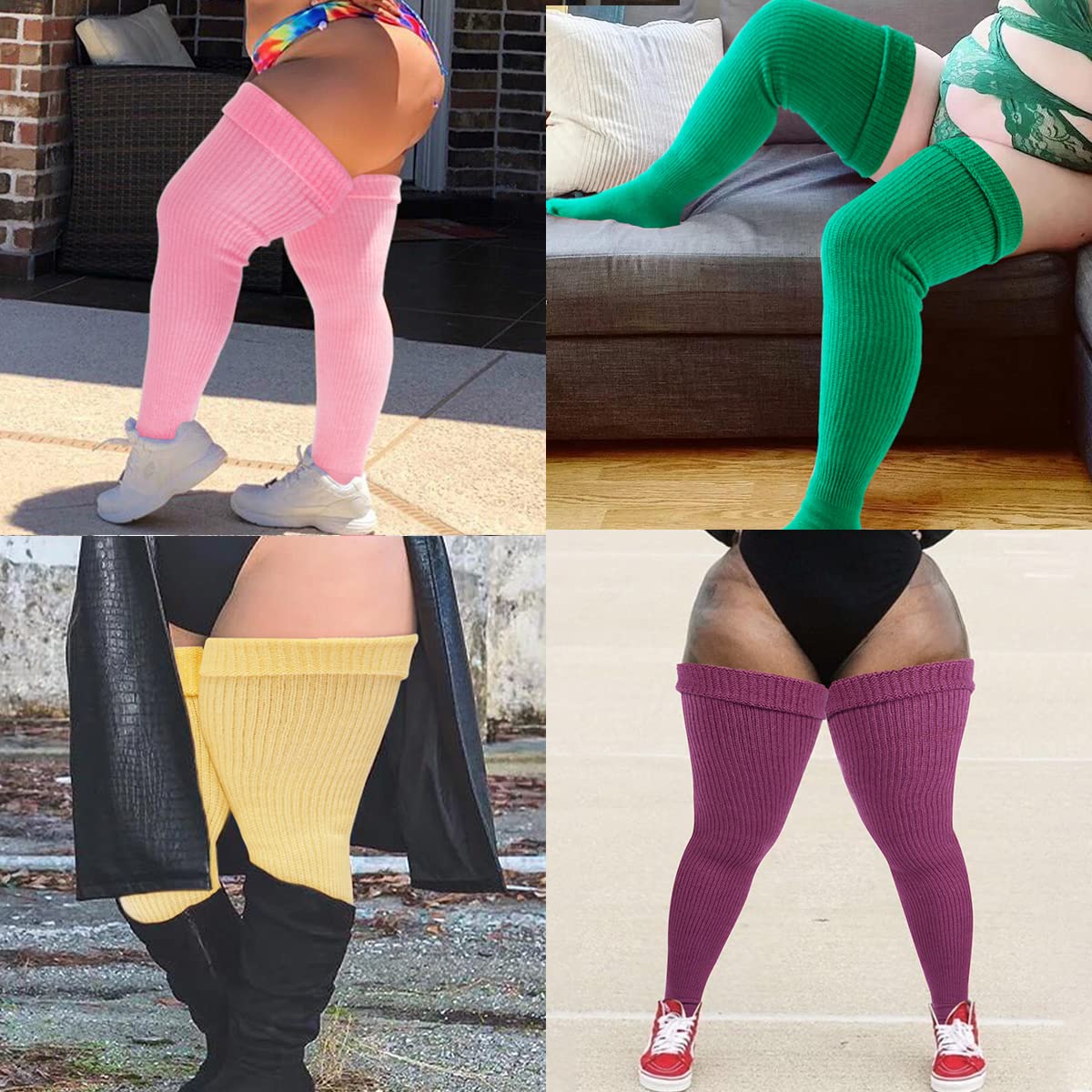 Neoviancia Plus Size Thigh High Socks for Thick Thighs Women- Widened Extra Long Thick Knit Over the Knee Stockings- Boot Socks Leg Warmers