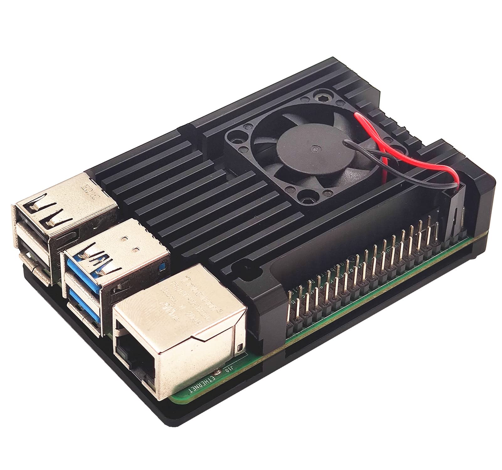 Raspberry Pi 4 Armor Case with Cooling Fan, Raspberry Pi 4 Aluminum Alloy Metal Case Compatible with Raspberry Pi 4 Model B Computer
