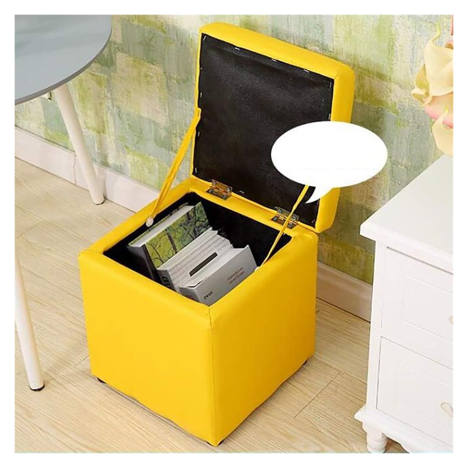 Ottoman Footrest Storage Folding Toy Box Chest with Memory Foam Seat Tufted Faux Leather Small Ottomans Bench Foot Rest Stool-g