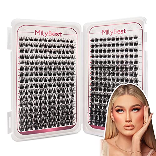 MilyBest 368 Pcs Cluster Lashes 8-16mm C Curl DIY Lashes Cluster Lash Bond and Seal Cluster Waterproof Individual Lashes Glue