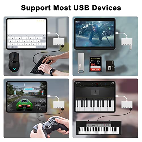 UWECAN SD TF Card Reader for iPhone/iPad, 4 in 1 Micro SD/SD Card Reader to iPhone Adapter, SD Card Viewer USB OTG Adapter, Portable Camera Memory Card Reader for iPhone with PD 60W Fast Charging Port