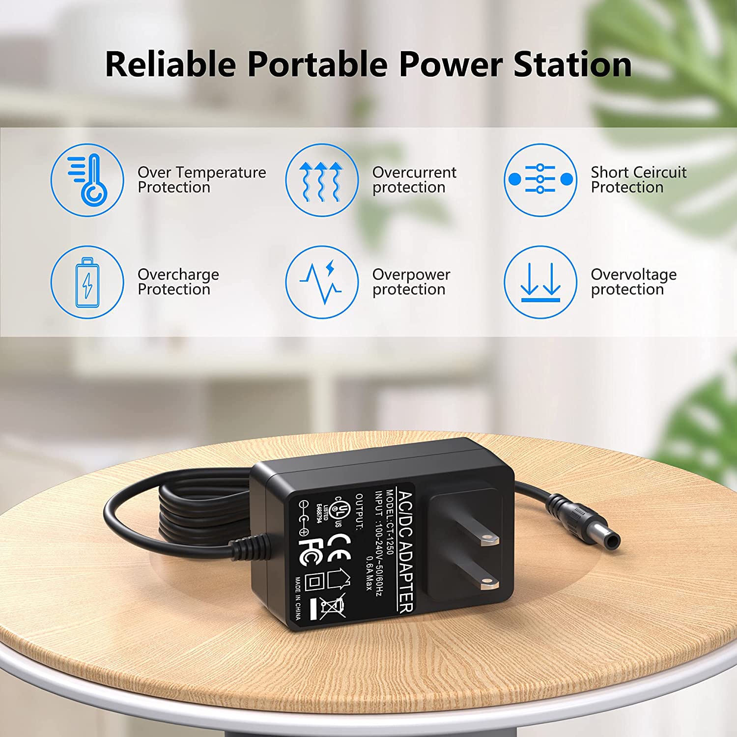 VHBW AC Adapter Power Cord for Audio-Technica AT-LP60X-BK, AT-LP60X-BW, AT-LP120XUSB-BK Direct-Drive Turntable Record Player 12V Charger Power Supply 5.9ft