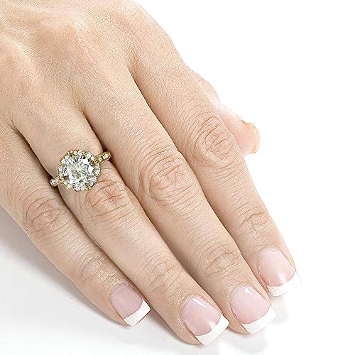 Kobelli Art Deco Floral Moissanite Engagement Ring 1 3/4 Carat (ctw) in 14k Yellow Gold, Size 8, Yellow Gold
