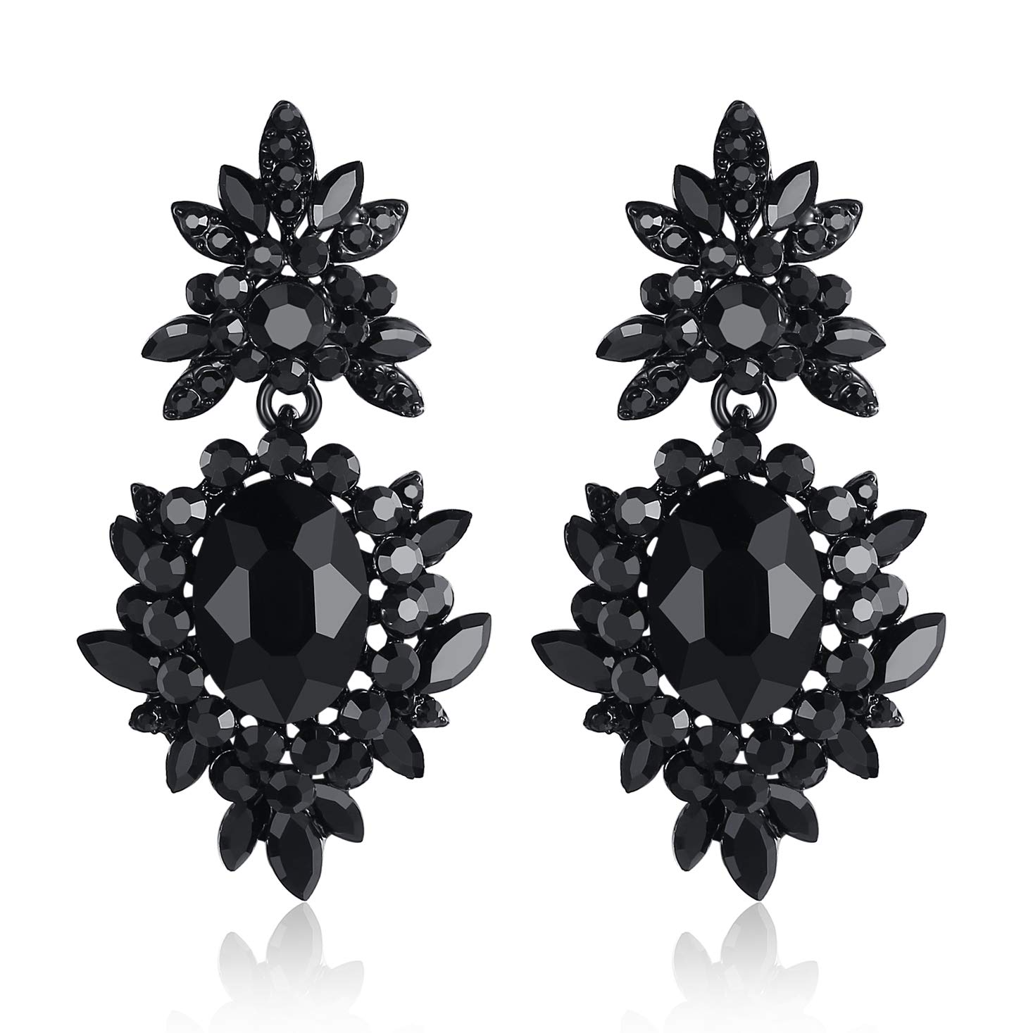 mecresh Vintage Floral Teardrop Black Austrian Crystal Drop Dangle Earrings for Women 2022 fashion jewelry