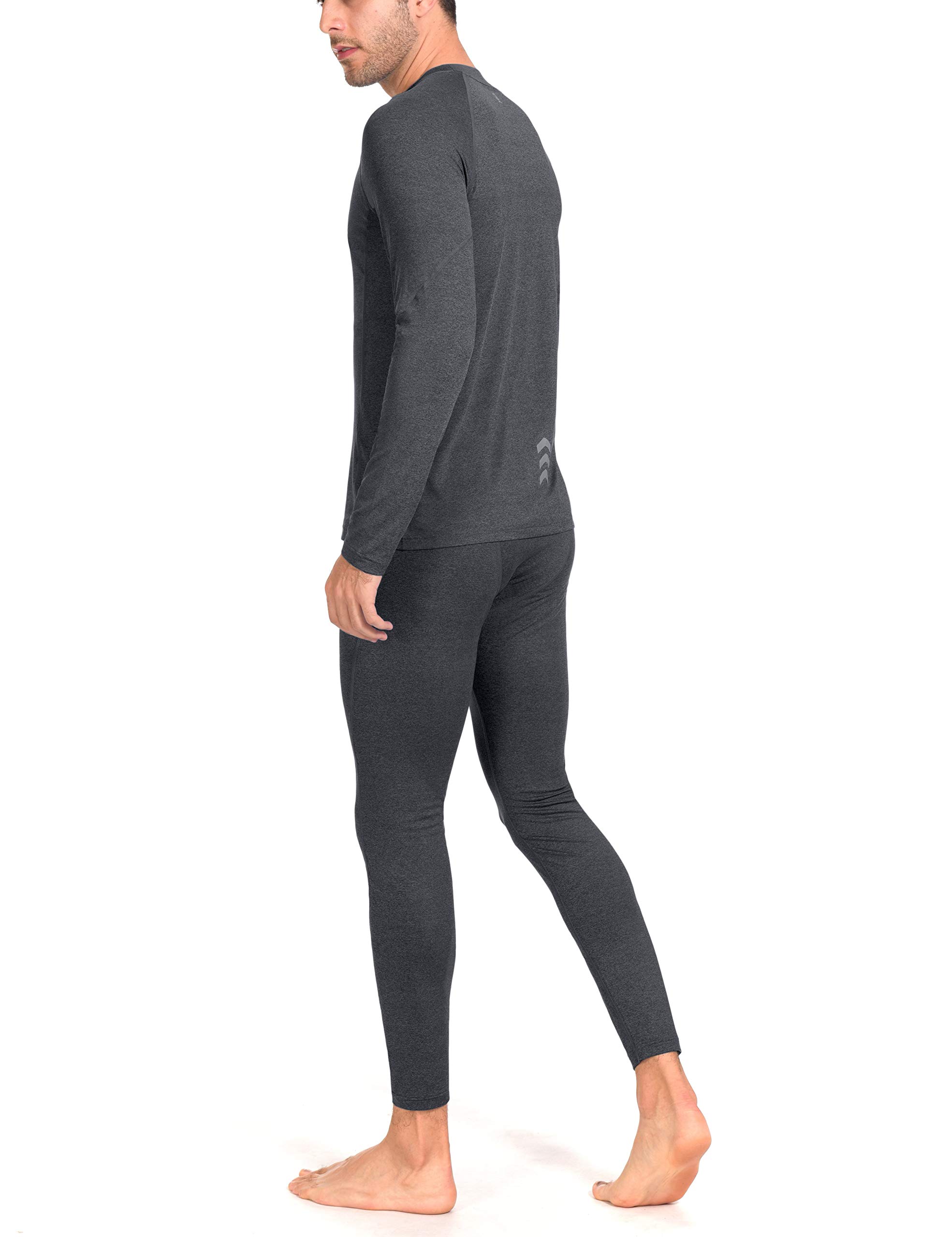 Little Donkey Andy Men's Thermal Underwear Set Performance Base Layer Wicking Active Long Johns Top & Bottom with Fly Black XXL