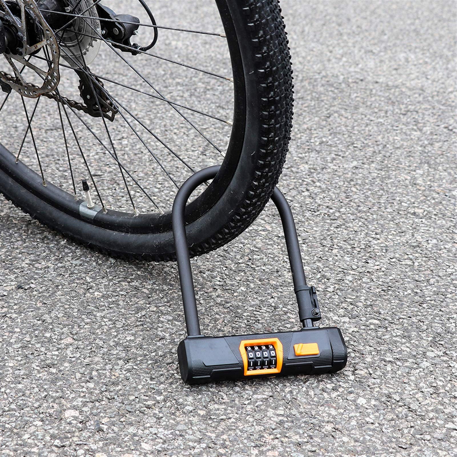 KJGHJ Bicycle Combination U-Lock 15 Mm with 1.2 Meter Steel Security Cable Password Lock Electric Car Lock Cycling Accessories U-Lock (Color : Black)