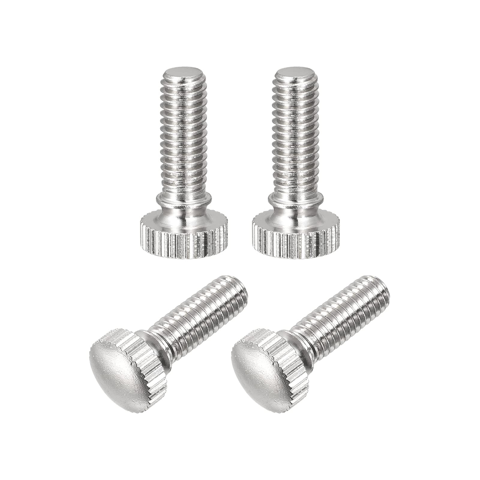 uxcell Knurled Thumb Screws, M6x16mm Brass Shoulder Bolts Grip Knobs Fasteners, Nickel Plated 4Pcs