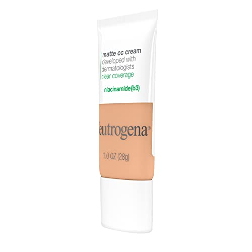 Neutrogena Clear Coverage Flawless Matte CC Cream, Full-Coverage Color Correcting Cream Face Makeup with Niacinamide (b3), Hypoallergenic, Oil Free & Fragrance Free, Butter, 1 oz