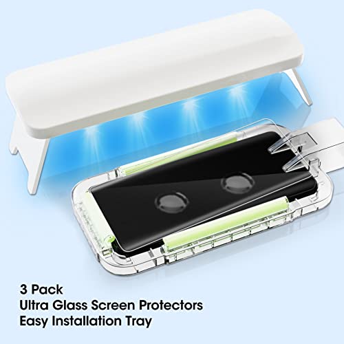 ZVELSIEM Auto Alignment 3D Curved for S22 Ultra Screen Protector Samsung Galaxy 5g,Samsung Galaxy S22 Ultra Tempered Glass,Fully Compatible with UltraSonic Fingerprint Scanner and S Pen, 3 Pack