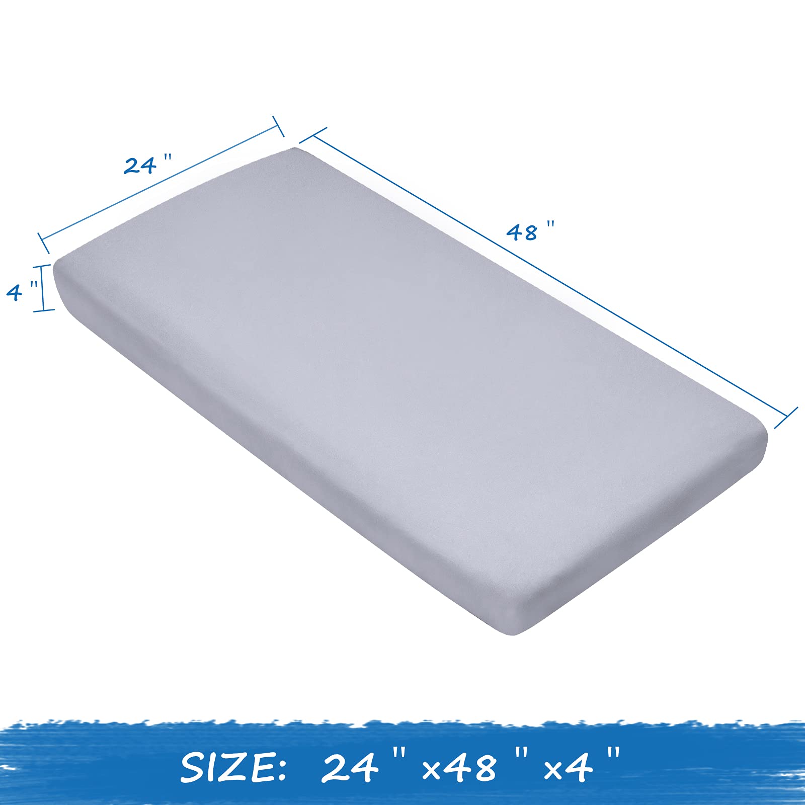 Nap Mat Sheet, 24" x 48" x 4" Fitted Elastic Corners Preschool Day Care Rest Nap Mat Cover, Soft & Breathable Microfiber Baby Sheets for Regalo My Cot Portable Toddler Bed and Joovy Travel Cot, Gray