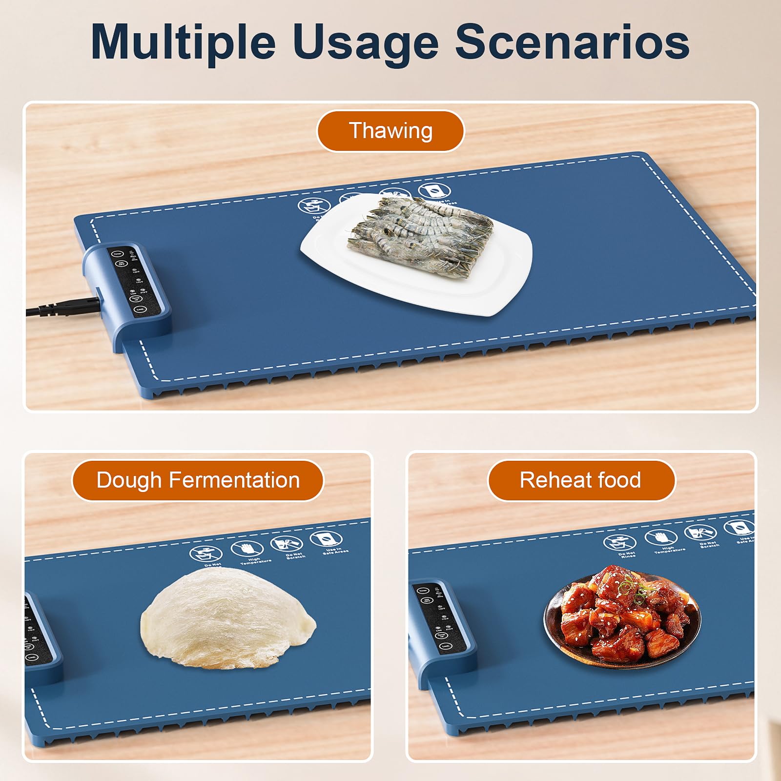 Upgrade Electric Warming Tray - Portable Warming Tray with Full Surface Heating, 3 Temperature Settings, Timer & Safety Lock,Versatile Heating Mat for Food, Food Warmer Mat for Parties & Everyday Use