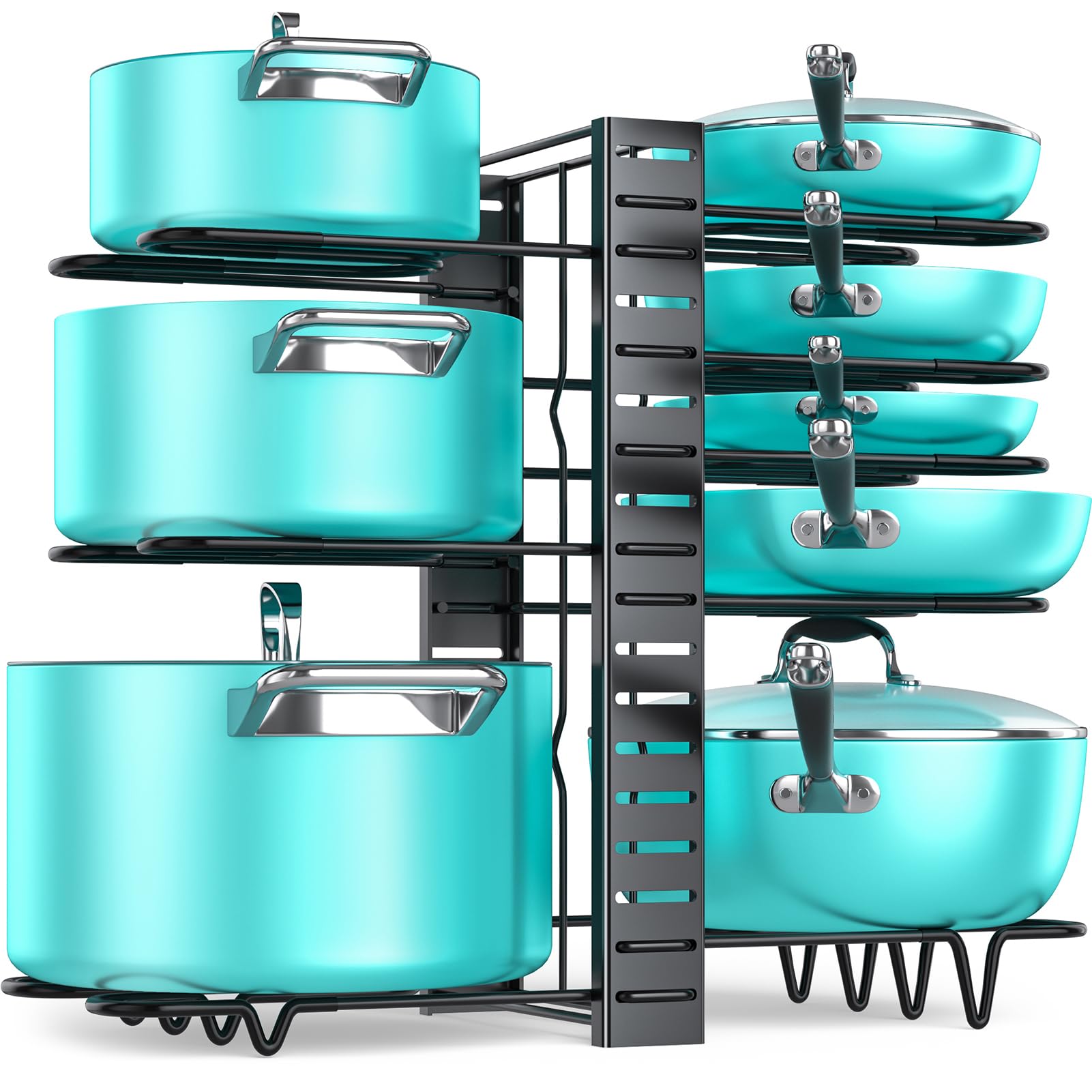 MUDEELA Pots and Pans Organizer for Cabinet and 10 Expandable Pot Organizer Bundle