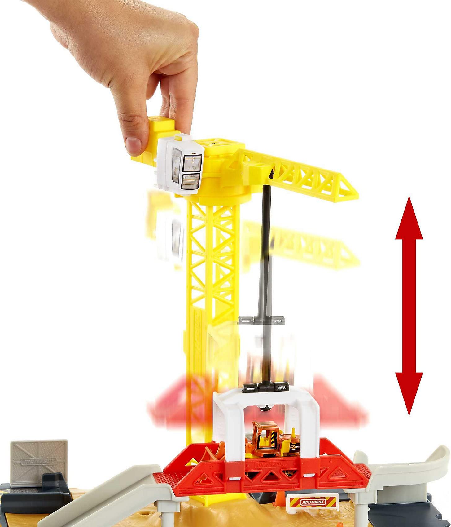 Matchbox Action Drivers Construction Playset, Moving Crane, Car-Activated Features, Includes 1 Matchbox Toy Bulldozer, for Kids 3 Years Old & Older