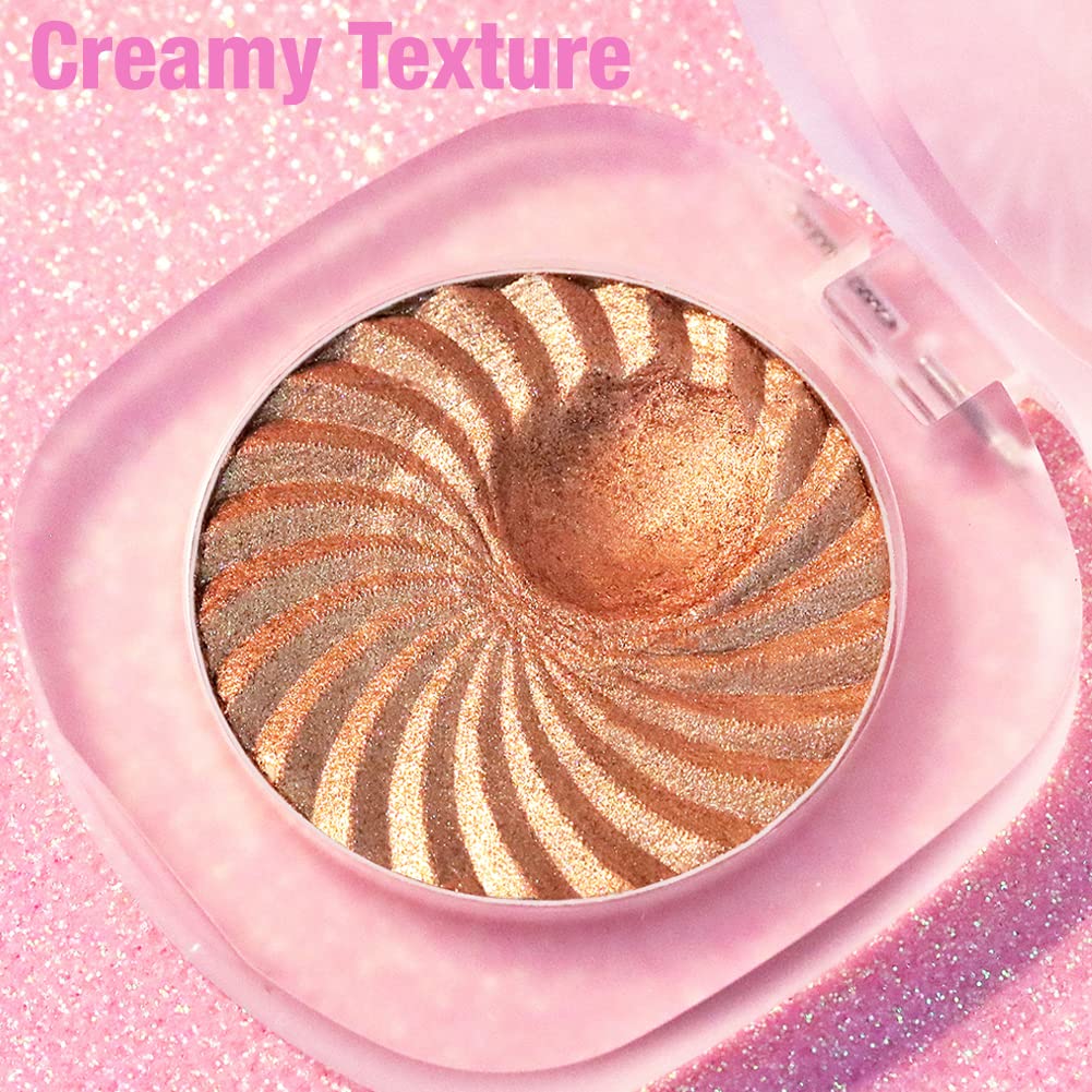 TINTARK Cream Highlighter Makeup Palette, Glow Highlighters Makeup Powder, Suit for Cheeks, Body, Eyeshadow, Silver Light Pink Rose Gold Purple Champagne, Vegan, Talc Free (03)