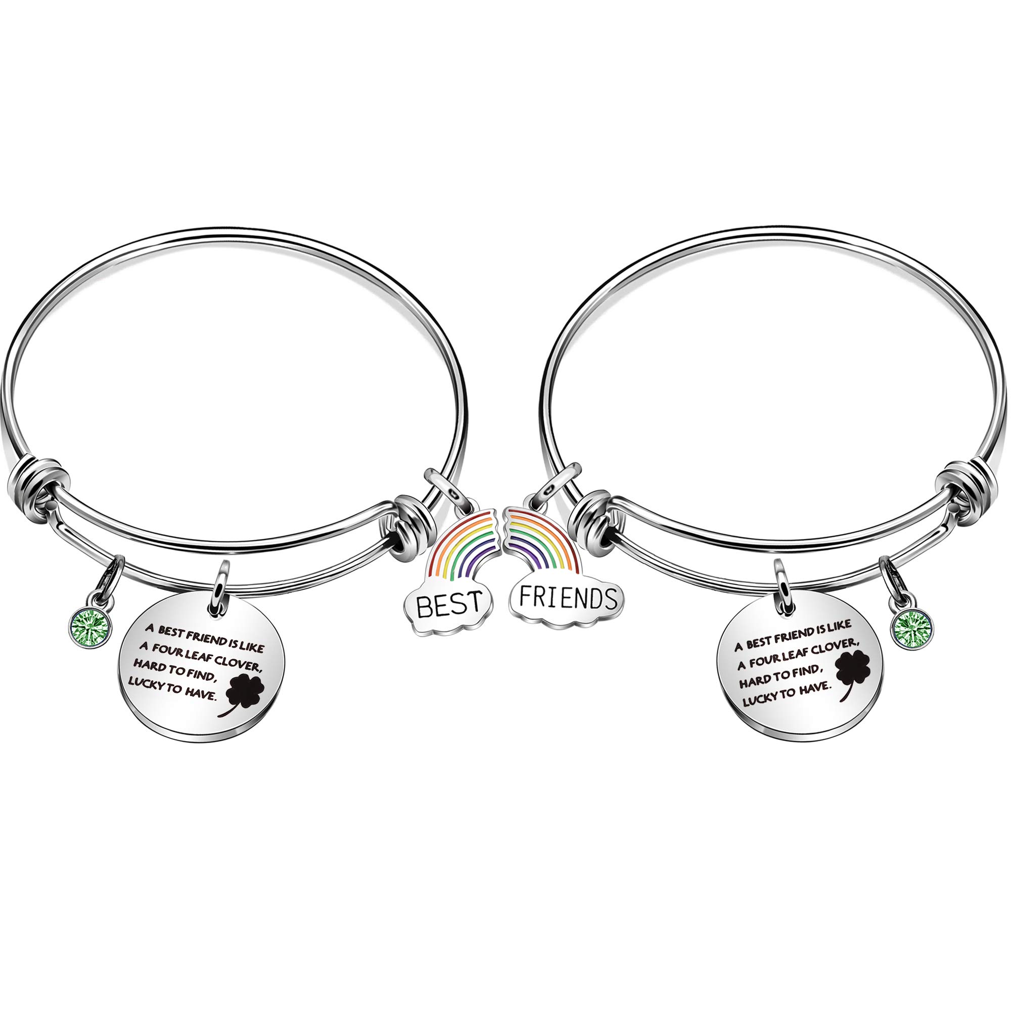 Maxforever Friendship Bangle Gifts 2Pcs Charm Bangles Bracelets for Best Friends Besties Birthday Anniversary Graduation Thanksgiving Christmas