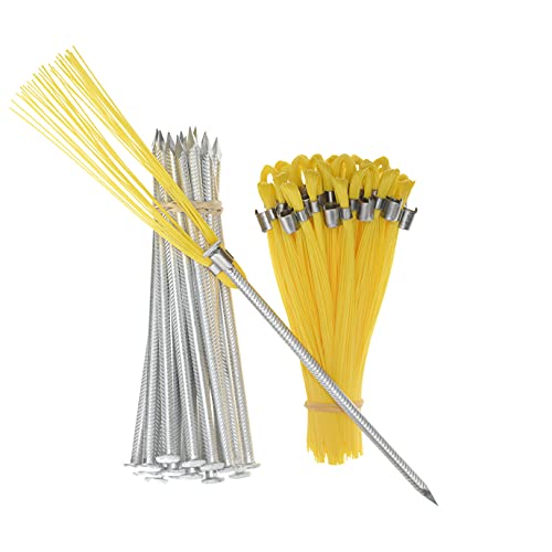 Trail Chasers Ground Markers Yellow 6 Inch Marking Whiskers with Lightweight Non-Rust Aluminum Stakes (Pkg of 25)