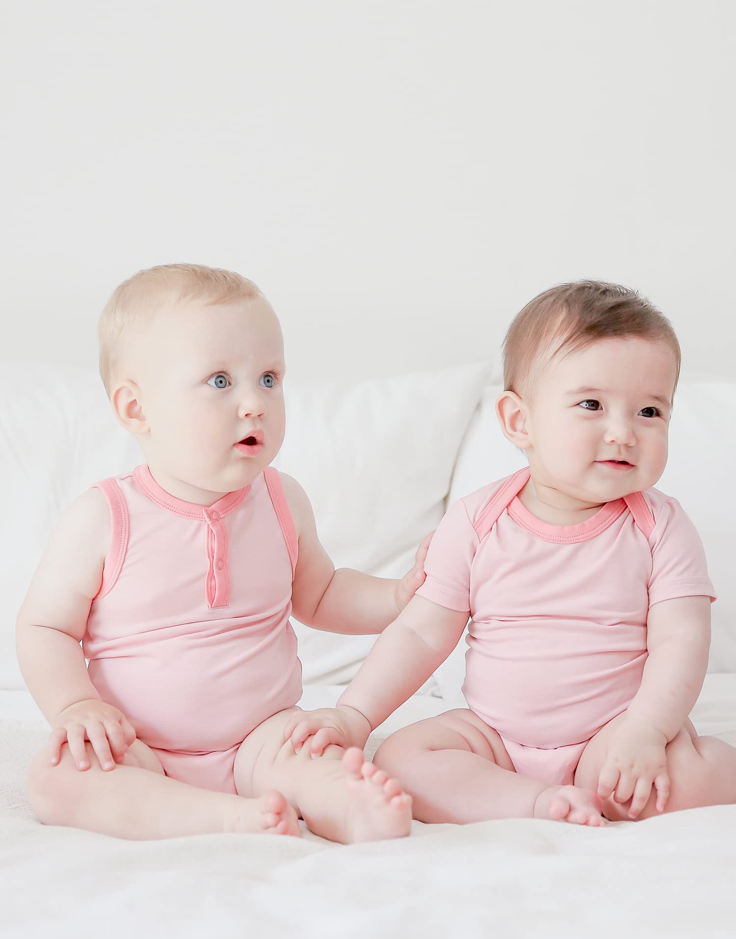 VAENAIT BABY 2-Pack Infant Toddler Summer Bodysuits Set Jelly Berrypink 3-6M