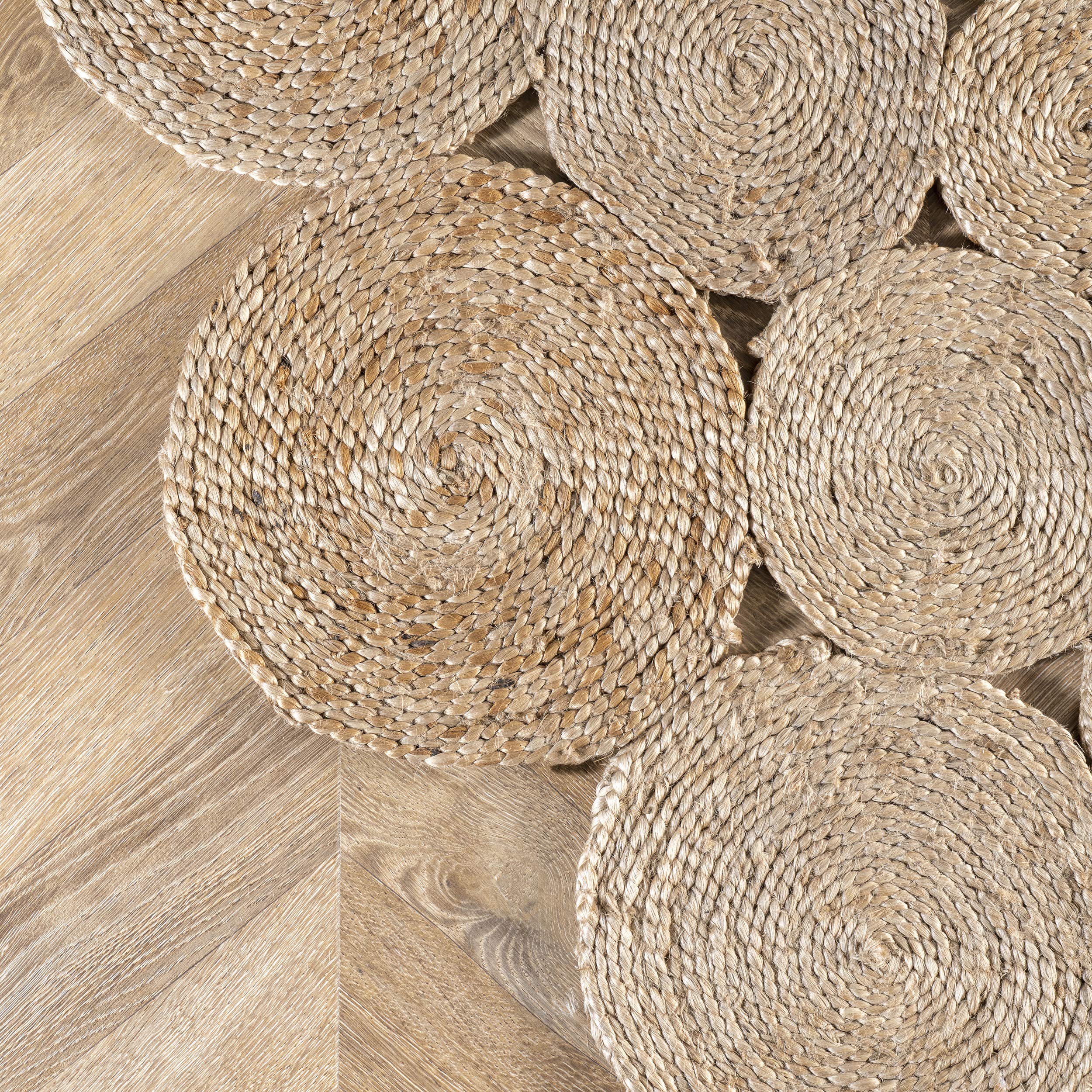nuLOOM Eden Circle Braided Jute Accent Rug, 4' Round, Ivory