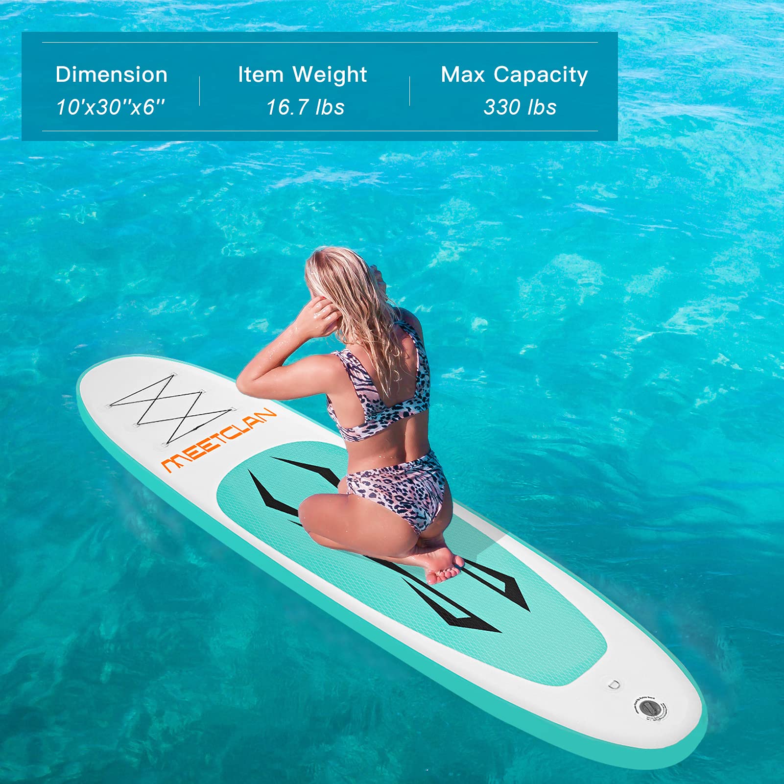 MEETCLAN Stand Up Paddle Board for Adults Inflatable 10'x30''x6'' 16.7lbs Lightweight SUP Paddleboard with Non-Slip Deck, ISUP Accessories & Backpack