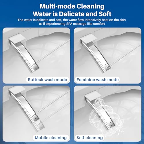 Upgrade Smart Bidet Toilet with Heated Water,Adjustable Washing Settings,LED-light, Air Dryer, One Piece Bidet-Toilet with Remote Control,Auto Open Cover