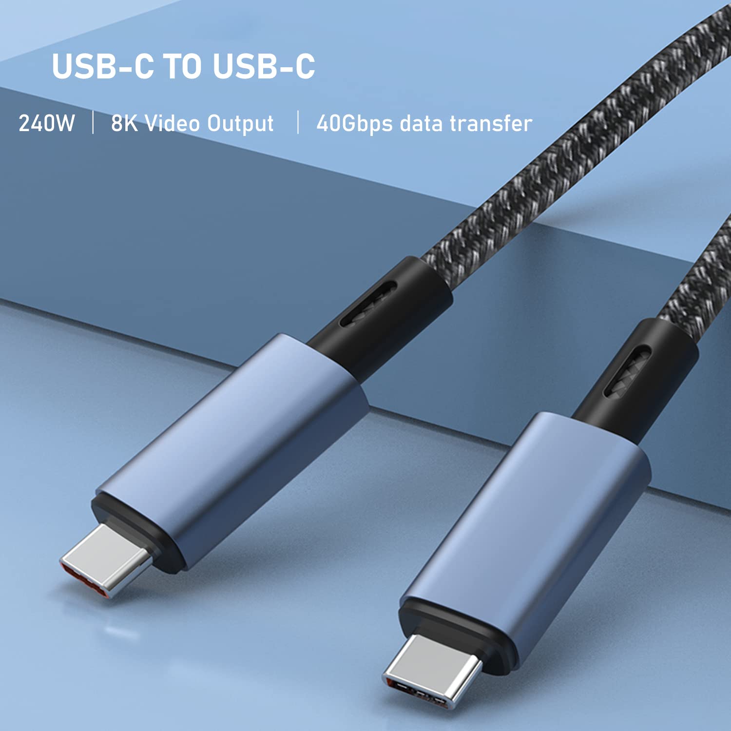 Thunderbolt 4 Cable 3.3 ft Thunderbolt Certified, Supports 240W Charging/8K Video 40Gbps USB C to USB C Cable,Compatible with MacBooks, HUB,Docking,External SSD, Dell, iPad Air 4, iPad Pro 2020,