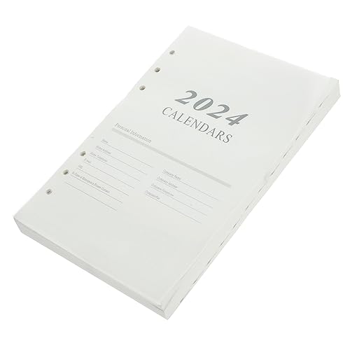 NUOBESTY 2pcs 2024 English Agenda Book inside Page A5 Pocket Notebook Pocket Notepad Daily Planner 2023-2024 Daily Planner 2024 Blank Notebook White Accessories Office Portable Paper