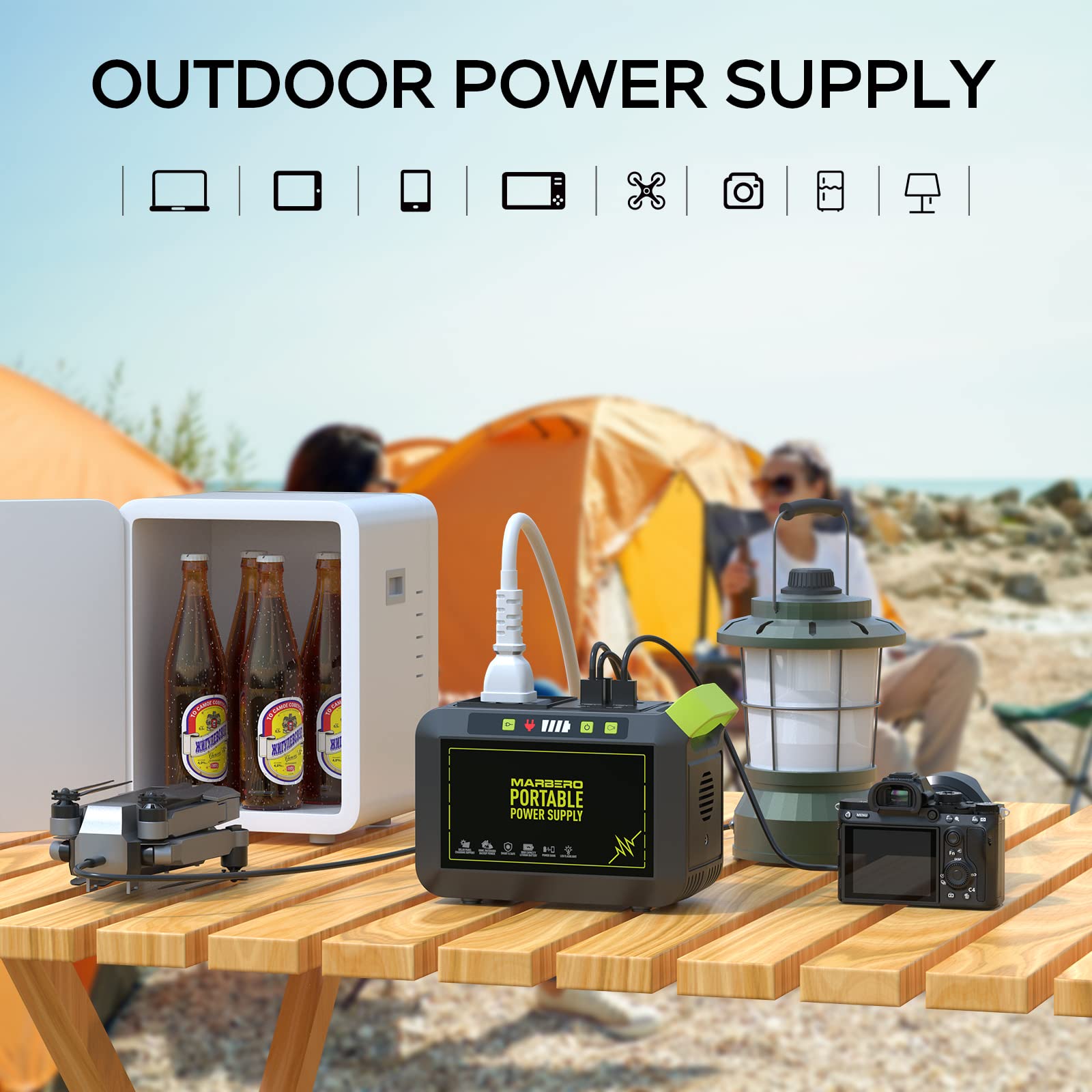 MARBERO Portable Power Station with Solar Panel Kit Solar Generator Included 110V Laptop Charger for Outdoor Home Camping Emergency RV