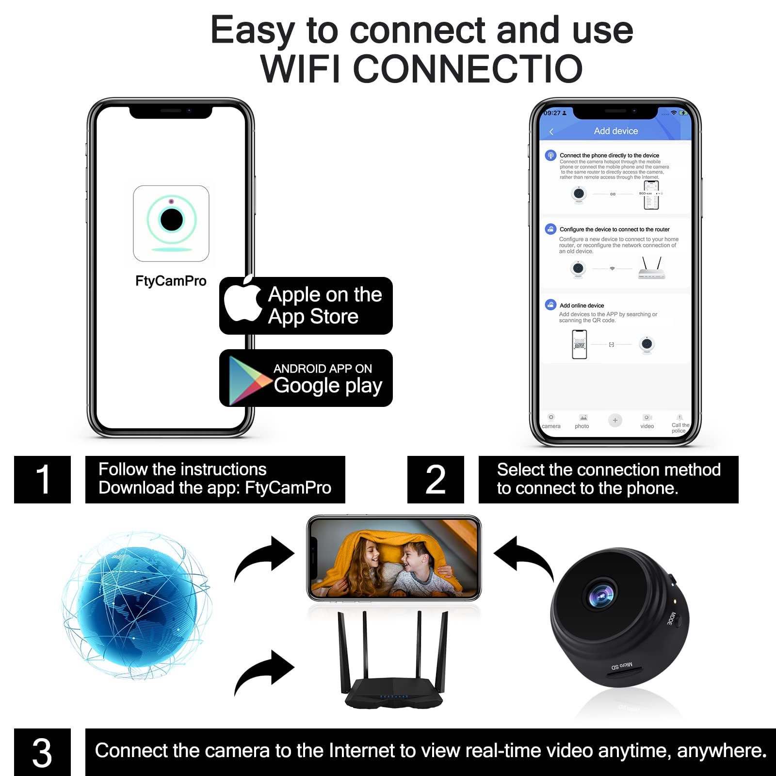 ValleyGood Wireless WiFi Mini Camera HD 1080P Home Security Camera Portable Surveillance Camera, Night Vision, 2022 Remote View Security with APP