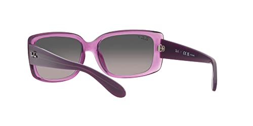 Ray-Ban Women's RB4389 Square Sunglasses, Transparent Violet/Grey Gradient Polarized, 55 mm