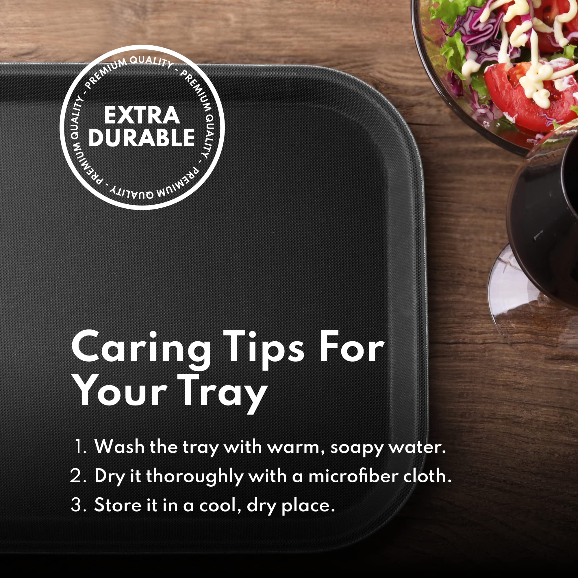 New Star Foodservice 25392 Restaurant Grade Non-Slip Tray, Plastic, Rubber Lined, Rectangular, 18-Inch x 26-Inch (Large), Black