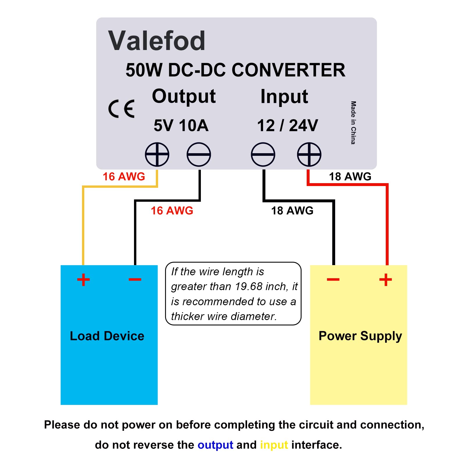 Valefod 8-36V to 12V 6A 72W Step-Down/Up Transformer DC to DC Buck Converter Golf Cart Power Supply
