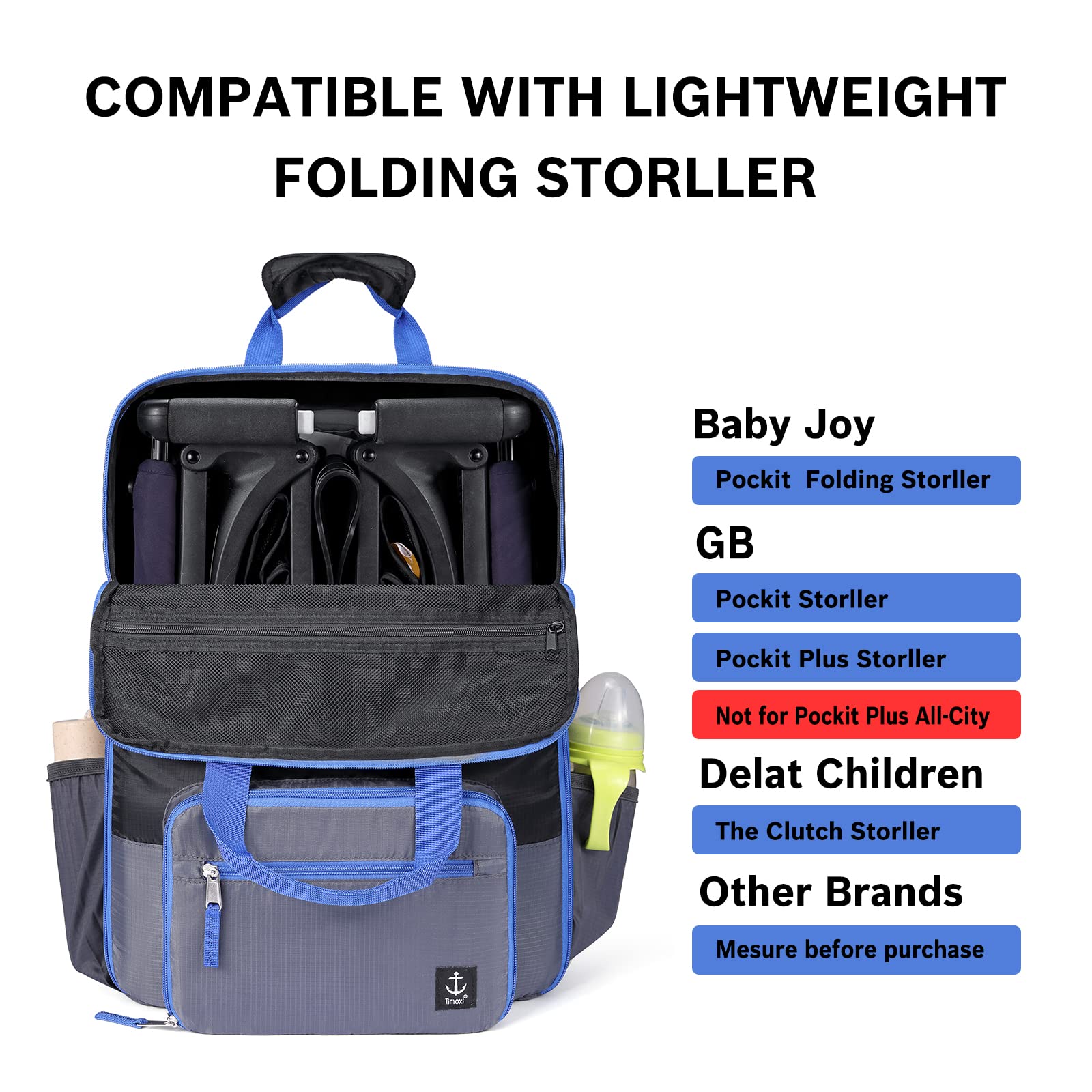 Timoxi Stroller Travel Bag, Compatible with Gb Pockit Stroller and Gb Pockit Plus Lightweight Stroller, Lightweight Stroller Travel Bag (Gray)