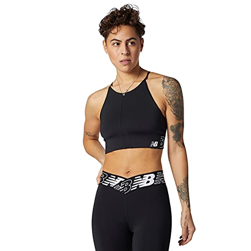 New Balance Women's Relentless Crop Top, Black , Large