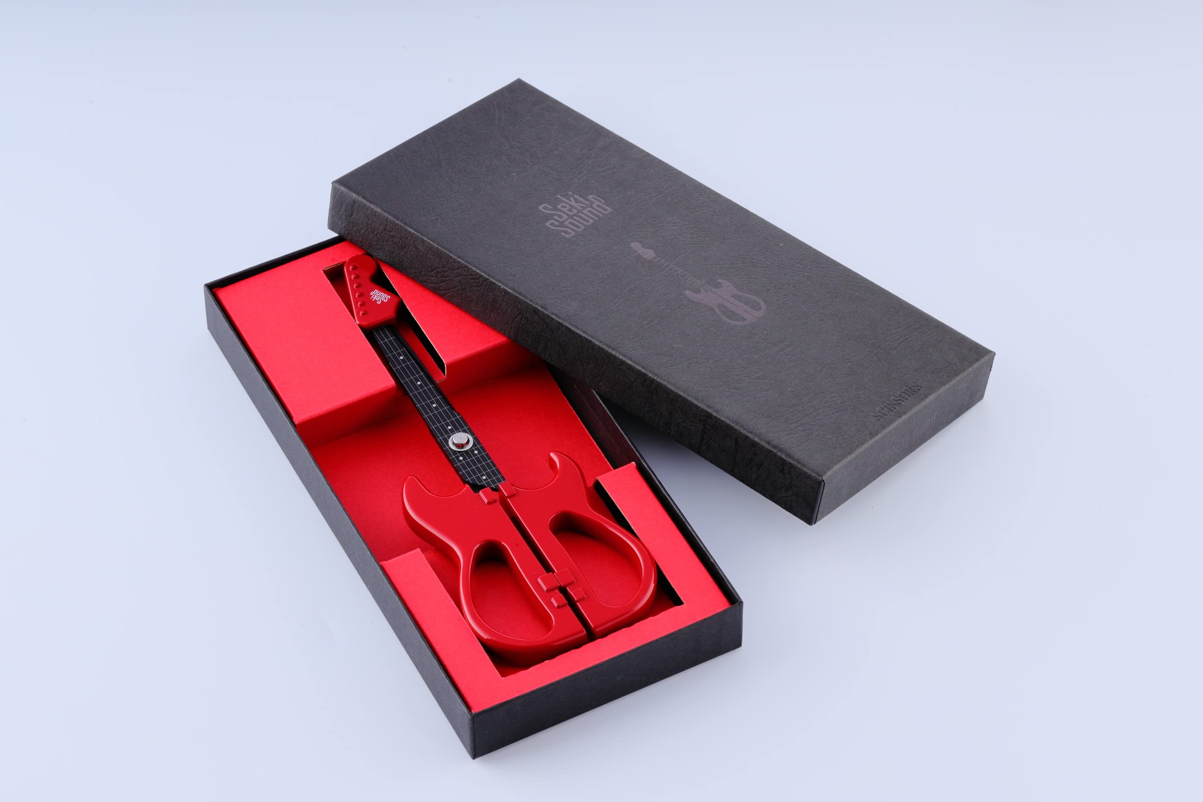 Stratocaster Electric Guitar Scissors with Stand and Cap, Metallic Blue - Fluorine Coating, Japanese Stainless Steel - Made in Seki Japan