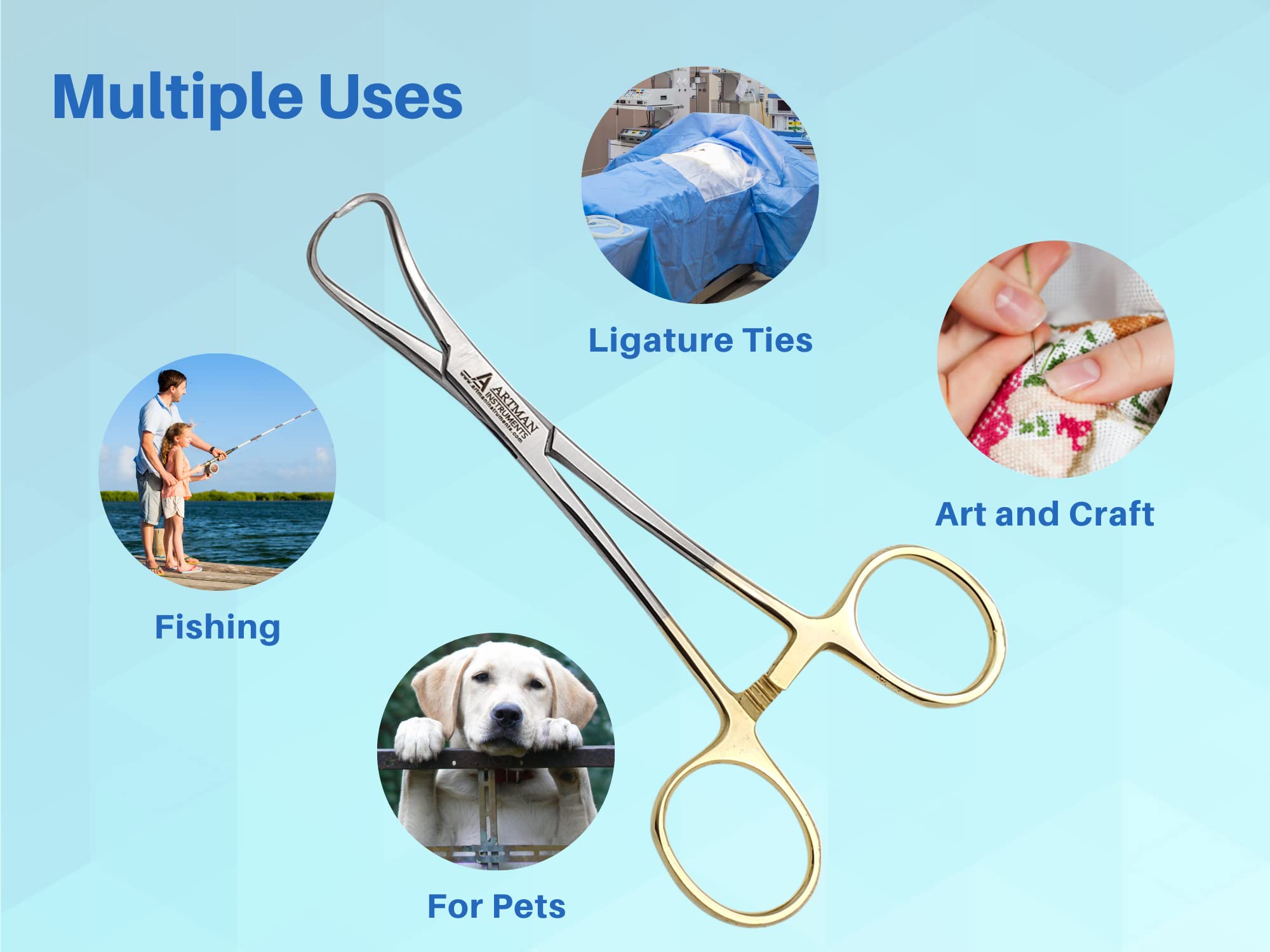 Towel Clamp Backhaus Forceps Gold Plated 3.5" Medical Surgical Instrument ARTMAN Set of Three (3)