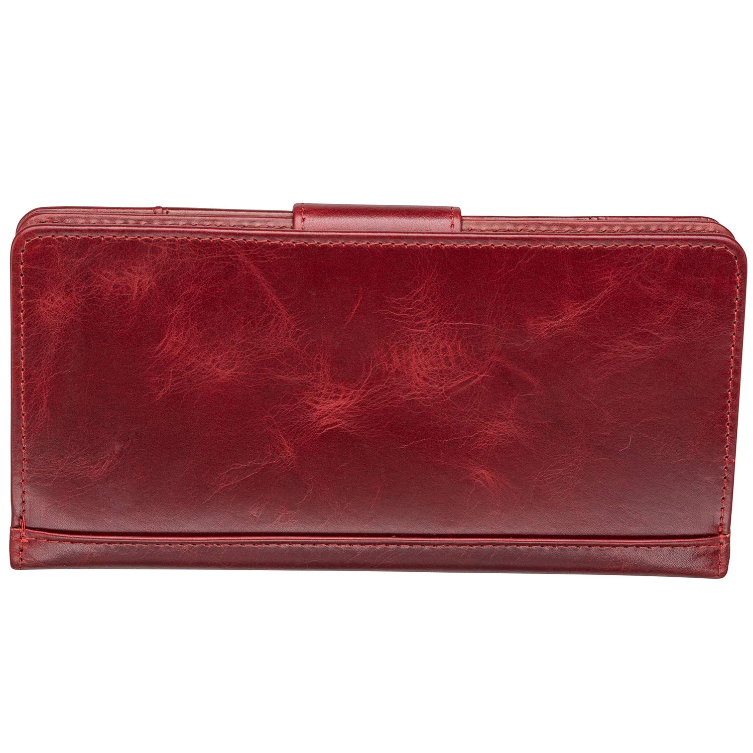 Mancini Casablanca Full Grain Leather RFID Secure Clutch Wallet, Red, One_Size, 8700373-rd