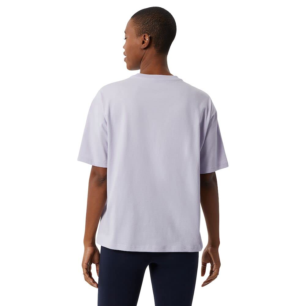 New Balance Women's NB Essentials Stacked Logo Short Sleeve 20, Grey Violet, Large