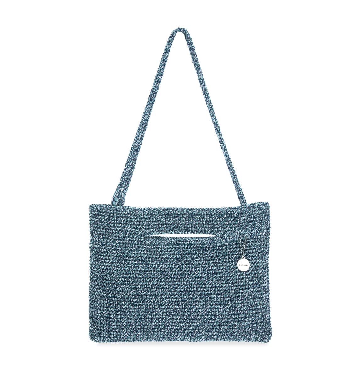 The Sak Linden 3-in-1 Convertible Crossbody Bag in Crochet, Adjustable & Removable Straps, Azure Static