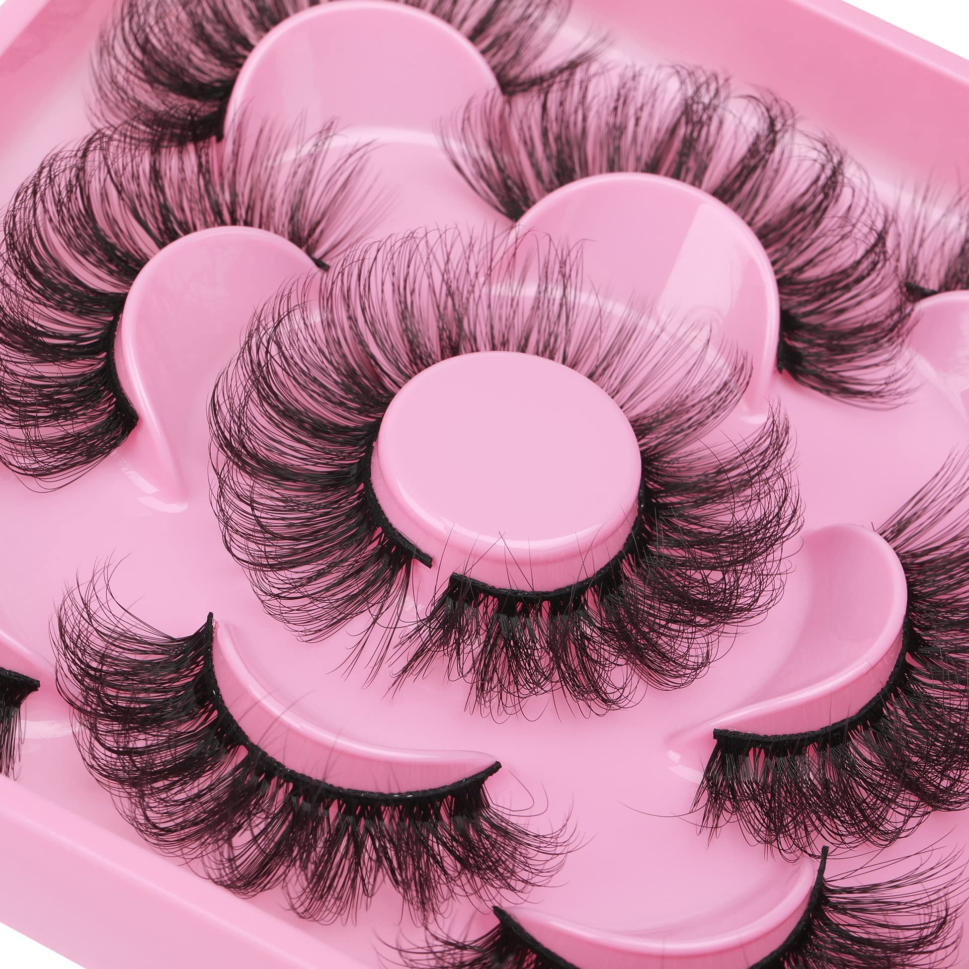wiwoseo Lashes Mink Fluffy Dramatic False Eyelashes D Curly Faux Mink Lashes Look Like Extension 3D Effect Natural Volume Crossing Fake Eyelashes