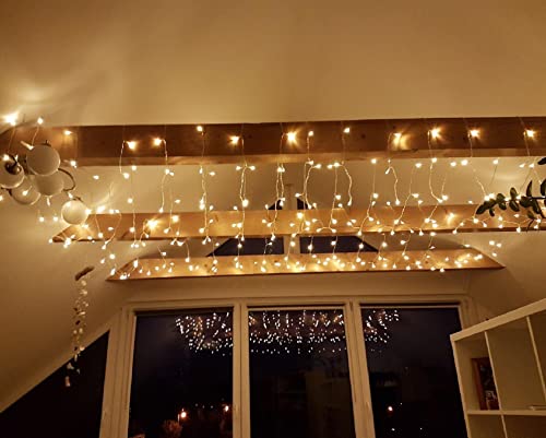 LE 306 LED Curtain Lights with 18 Hang Down String Lights, 10×10 ft Plug in Hanging Fairy Lights for Bedroom Wall Window, Twinkle Lights for Wedding Backdrop Patio Gazebo Pergola (NOT Connectable)