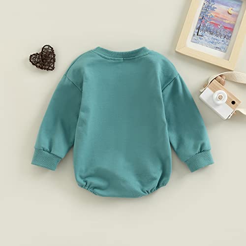 VINMEN Baby Girls Boys Valentines Sweatshirt Romper Letter Embroidery Long Sleeve Valentines Outfit