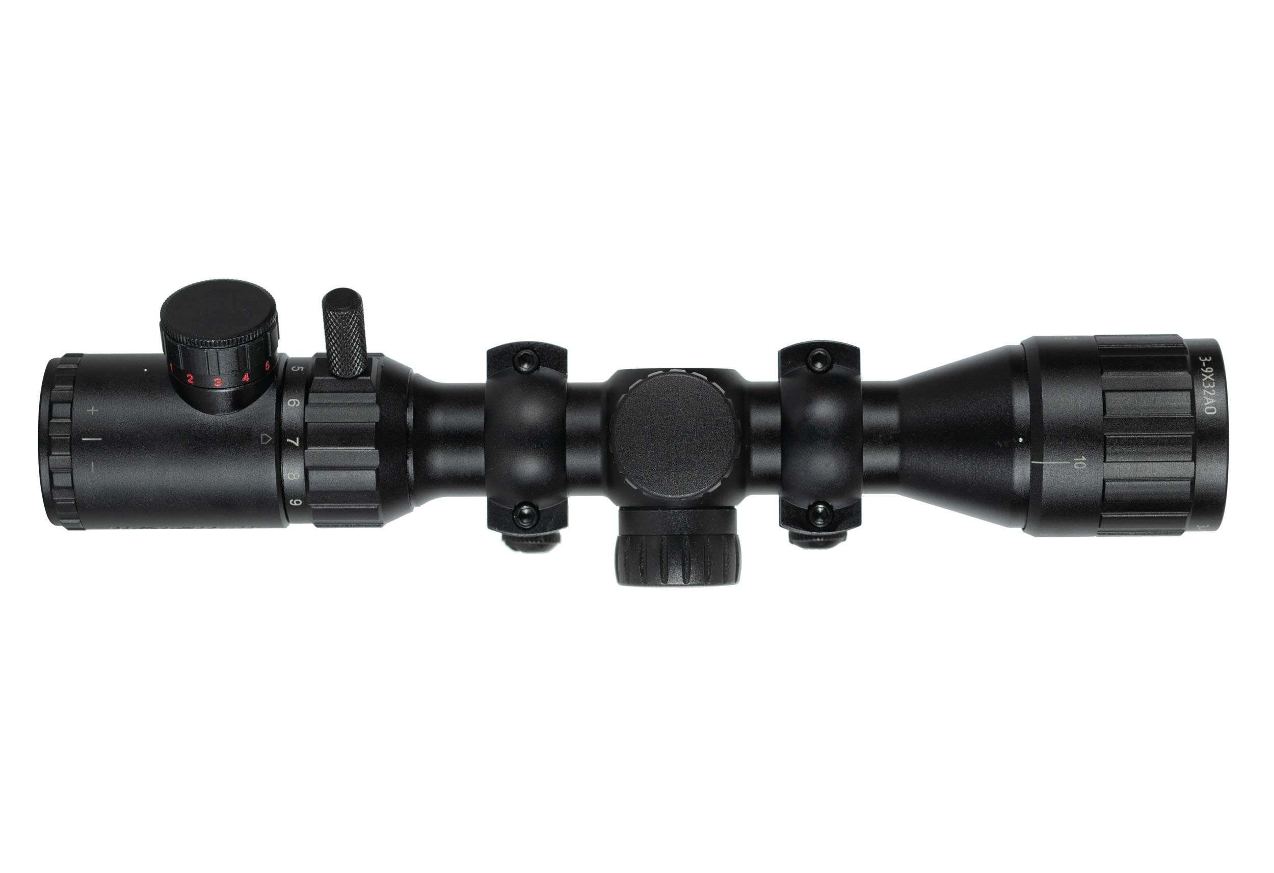 Monstrum 3-9x32 AO Rifle Scope with Illuminated Range Finder Reticle and Parallax Adjustment | Black