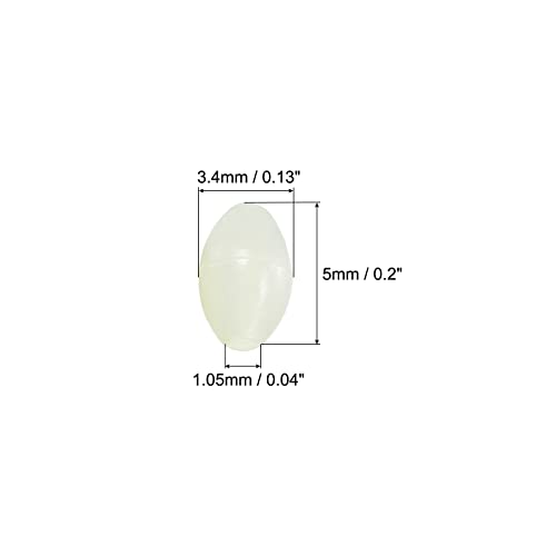 PATIKIL 5x3.4mm Luminous Fishing Beads, 200 Pieces Soft Plastic Glow Fishing Bait Eggs Rig Bead Tackle Tool Oval, White
