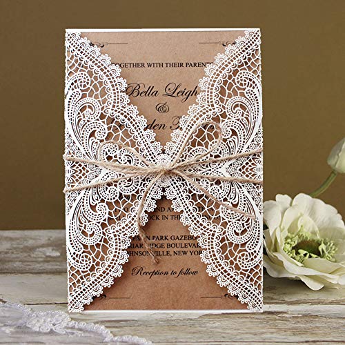 Laser Cut Wedding Invitations Sample by Picky Bride Invitation Cards Templates 126 x 185mm Customized Invite Cards with RSVP Cards