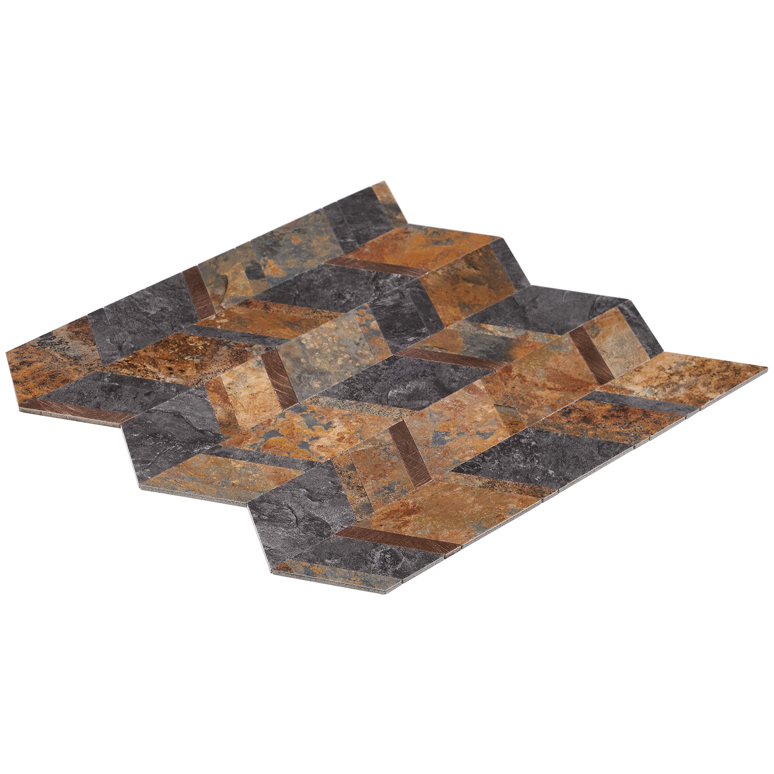 Luxe Core Chevron Copper 11.02 in. x 11.41 in. SPC Peel and Stick Kitchen, Bathroom, Backsplash Tile (0.87 Sq. Ft. / Sheet)